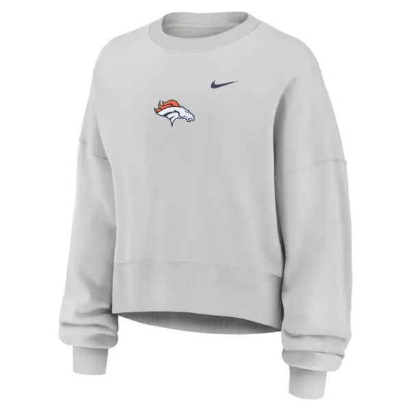 Nike Denver Broncos Primetime Phoenix Nfl Oversized Pullover Crew - Grey
