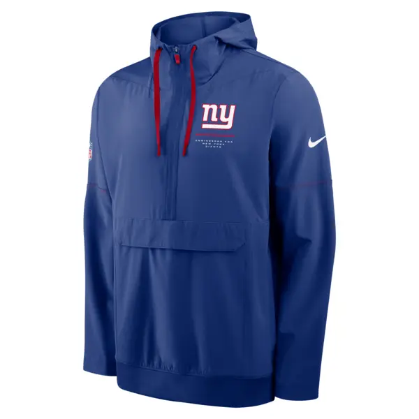 Nike New York Giants Sideline Anorak Nfl 1/2-zip Hooded Jacket - Blue