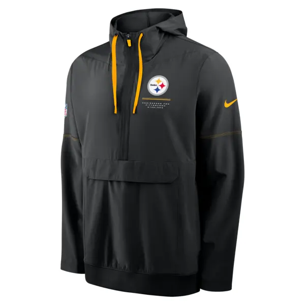 Nike Pittsburgh Steelers Sideline Anorak Nfl 1/2-zip Hooded Jacket - Black