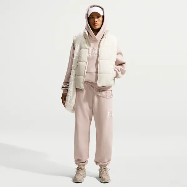 Nike Studio Fleece Medium Weight Oversized Cuffed Logo Pants - Brown