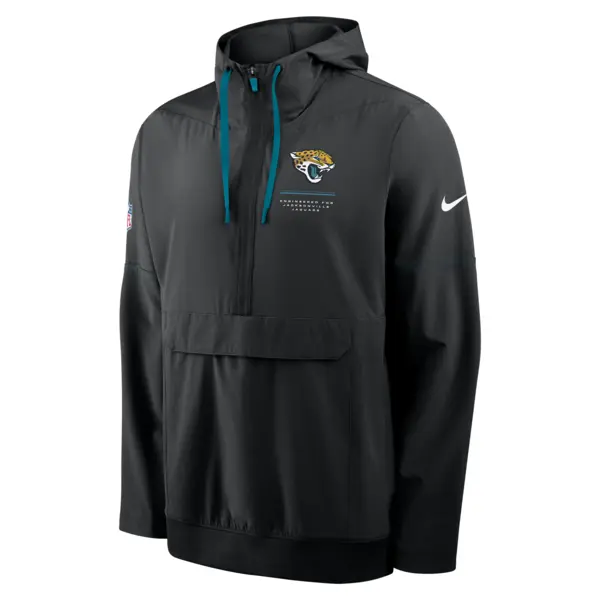 Nike Jacksonville Jaguars Sideline Anorak Nfl 1/2-zip Hooded Jacket - Black