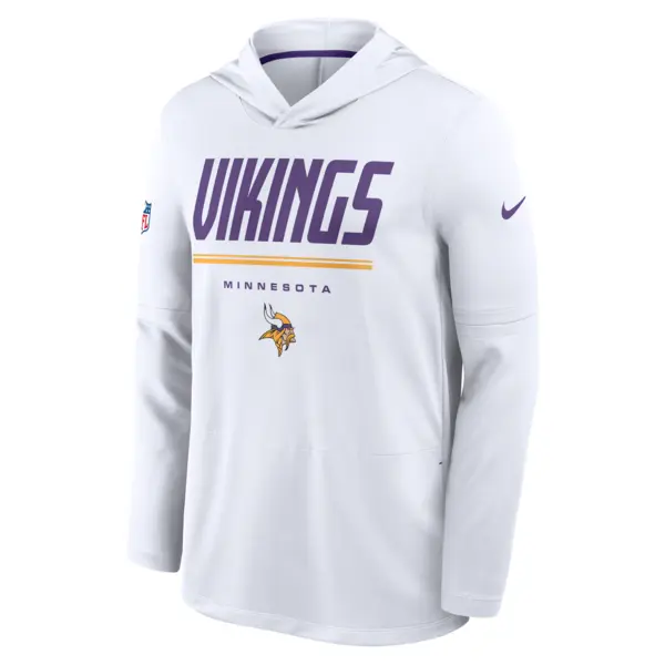 Nike Minnesota Vikings Sideline Dri-fit Nfl Long-sleeve Hooded Top - White