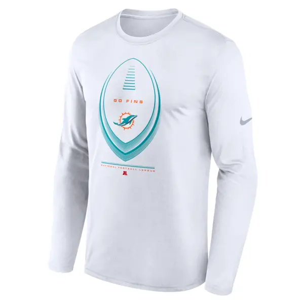 Nike Miami Dolphins Legend Icon Dri-fit Nfl Long-sleeve T-shirt - White