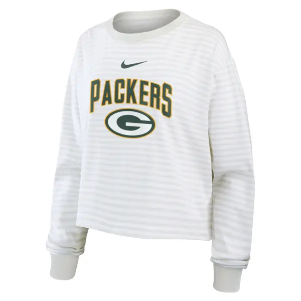 Nike Green Bay Packers Primetime Cropped Long-sleeve T-shirt - White