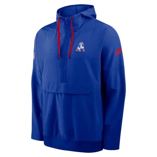 Nike New England Patriots Alt Anorak Nfl 1/2-zip Hooded Jacket - Blue