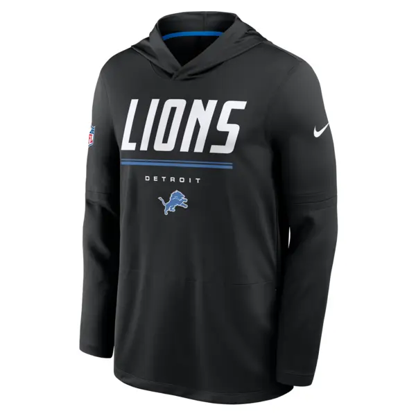 Nike Detroit Lions Sideline Dri-fit Nfl Long-sleeve Hooded Top - Black