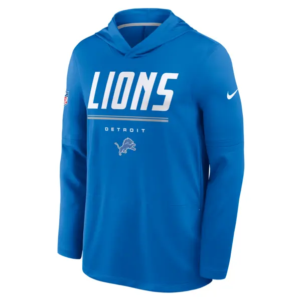 Nike Detroit Lions Sideline Dri-fit Nfl Long-sleeve Hooded Top - Blue