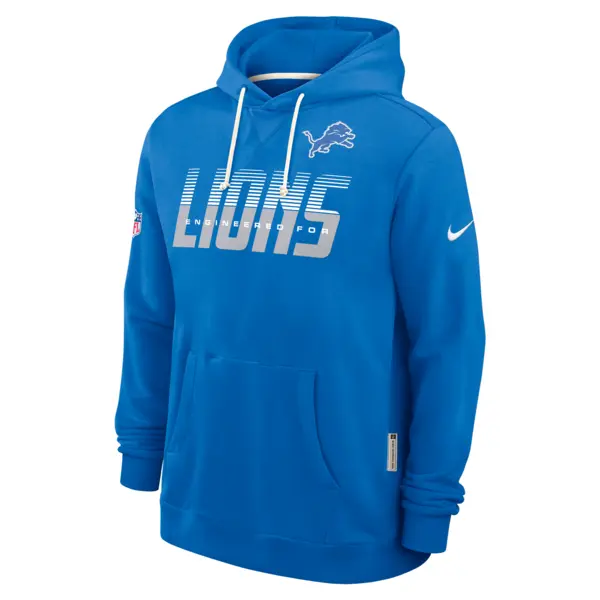 Nike Detroit Lions Sideline Standard Issue Dri-fit Nfl Pullover Hoodie - Blue