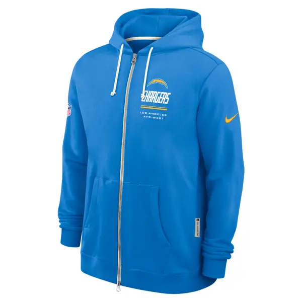 Nike Los Angeles Chargers Sideline Standard Issue Dri-fit Nfl Full-zip Hoodie - Blue