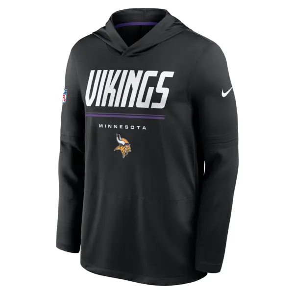 Nike Minnesota Vikings Sideline Dri-fit Nfl Long-sleeve Hooded Top - Black