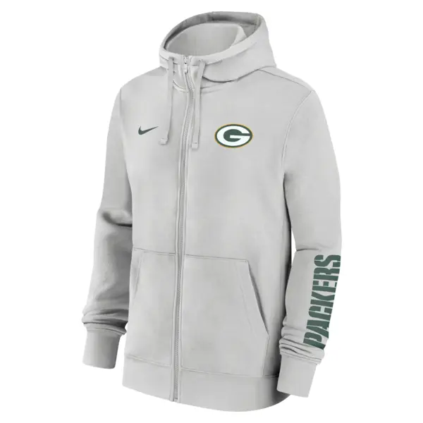 Nike Green Bay Packers Club Nfl Full-zip Hoodie - Grey