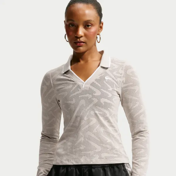 Nike Sportswear Chill Knit Tight Mod-cropped Long-sleeve Lace Top - Brown