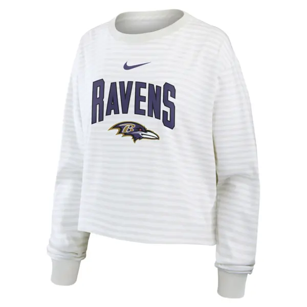 Nike Baltimore Ravens Primetime Cropped Long-sleeve T-shirt - White