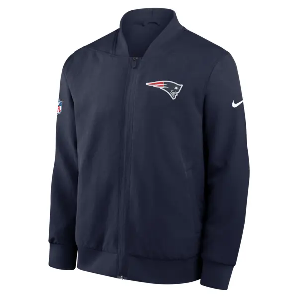 Nike New England Patriots Sideline Nfl Full-zip Bomber Jacket - Blue