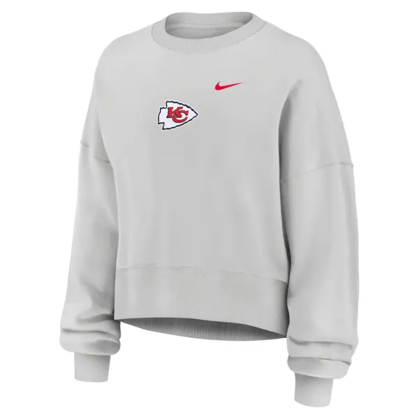 Nike Kansas City Chiefs Primetime Phoenix Nfl Oversized Pullover Crew - Grey