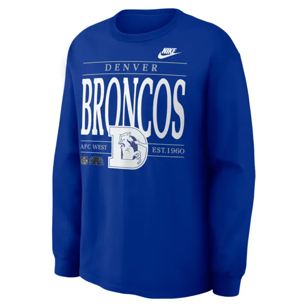 Nike Denver Broncos Rewind Max90 Nfl Long-sleeve T-shirt - Blue