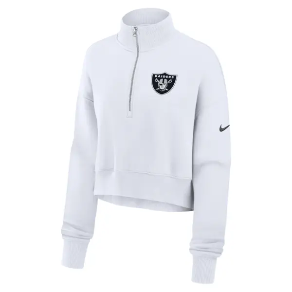 Nike Las Vegas Raiders Primetime Phoenix Nfl Oversized Cropped 1/4-zip Crew - White