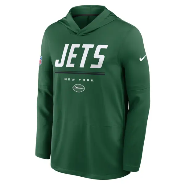 Nike New York Jets Sideline Dri-fit Nfl Long-sleeve Hooded Top - Green