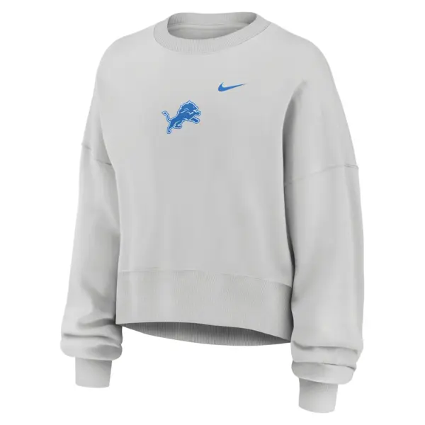 Nike Detroit Lions Primetime Phoenix Nfl Oversized Pullover Crew - Grey