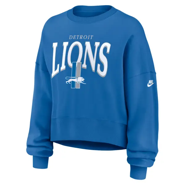 Nike Detroit Lions Rewind Phoenix Oversized Pullover Crew - Blue