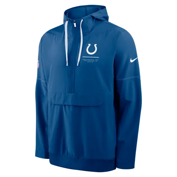 Nike Indianapolis Colts Sideline Anorak Nfl 1/2-zip Hooded Jacket - Blue