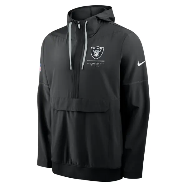Nike Las Vegas Raiders Sideline Anorak Nfl 1/2-zip Hooded Jacket - Black