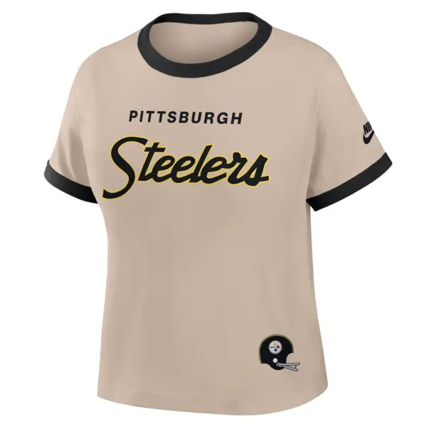 Nike Pittsburgh Steelers Rewind Ringer Mod Nfl Cropped T-shirt - Brown