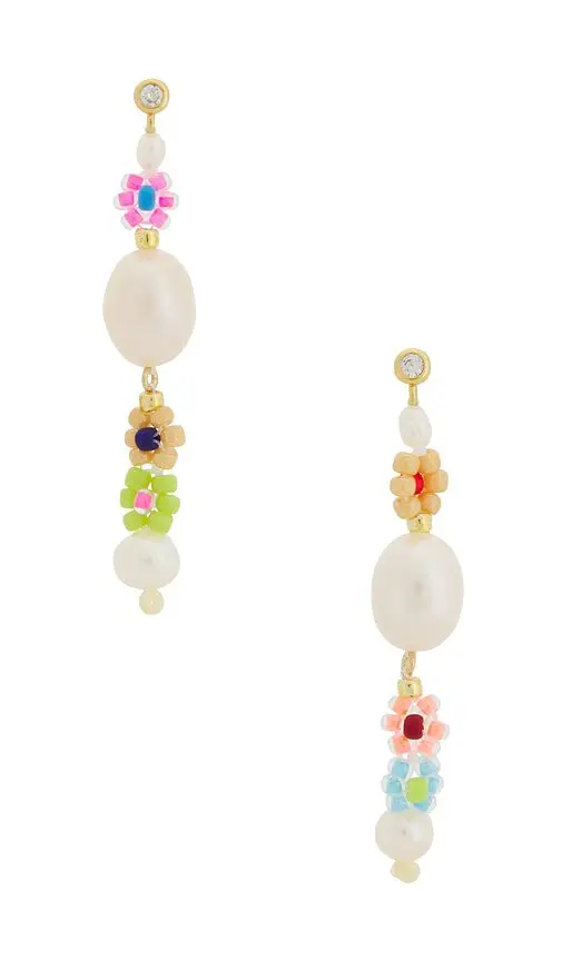 Anni Lu Mexi Flower Earring In Orange - Gold