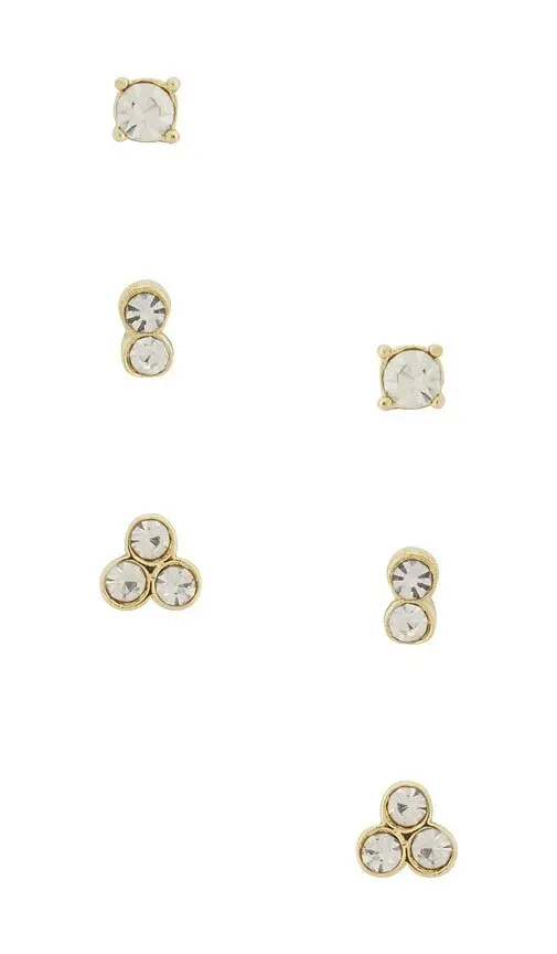 Baublebar Beckett Water Resistant Earring Set In Metallic Gold - Clear