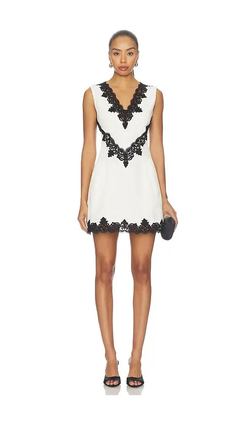 Simkhai Minna Sleeveless Mini Dress In Black & White - Ivory Multi