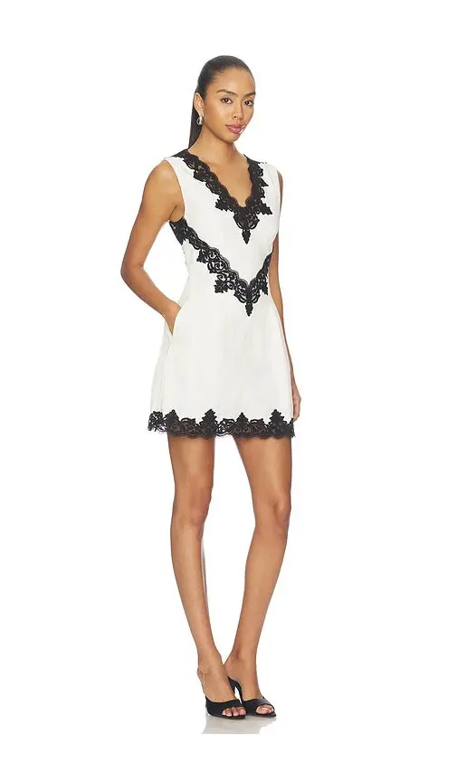 Simkhai Sleeveless Lace Trim Mini Dress - Ivory Multi