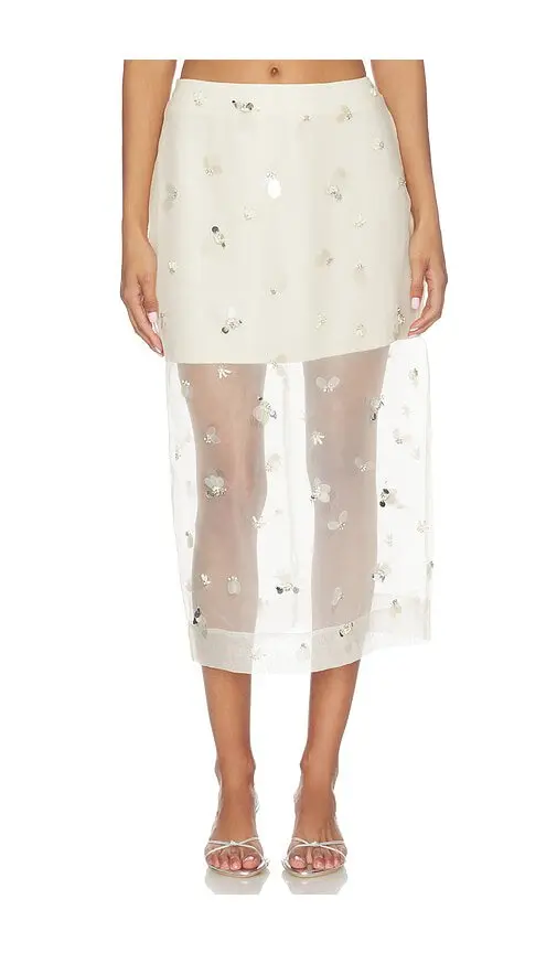 Simkhai Delilah Midi Skirt In Ivory - Yolk