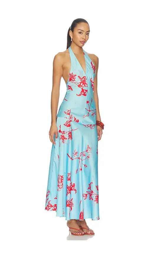 JULIET JOHNSTONE Halterneck Floral Print Maxi Dress