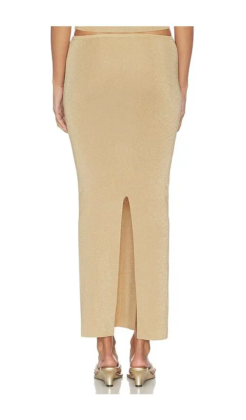 Nbd Nyla Midi Skirt In Metallic Gold