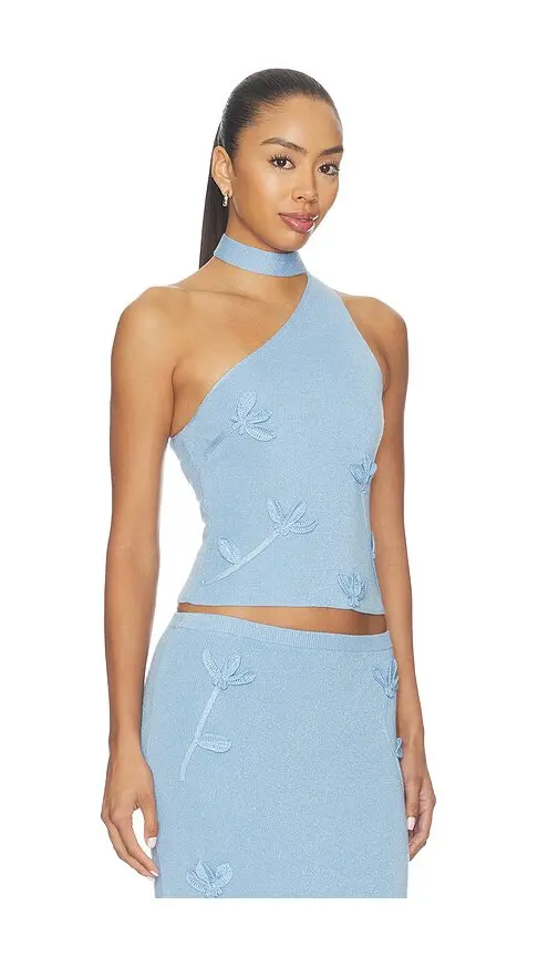 Majorelle Kaidyn One Shoulder Flower Embroidered Top