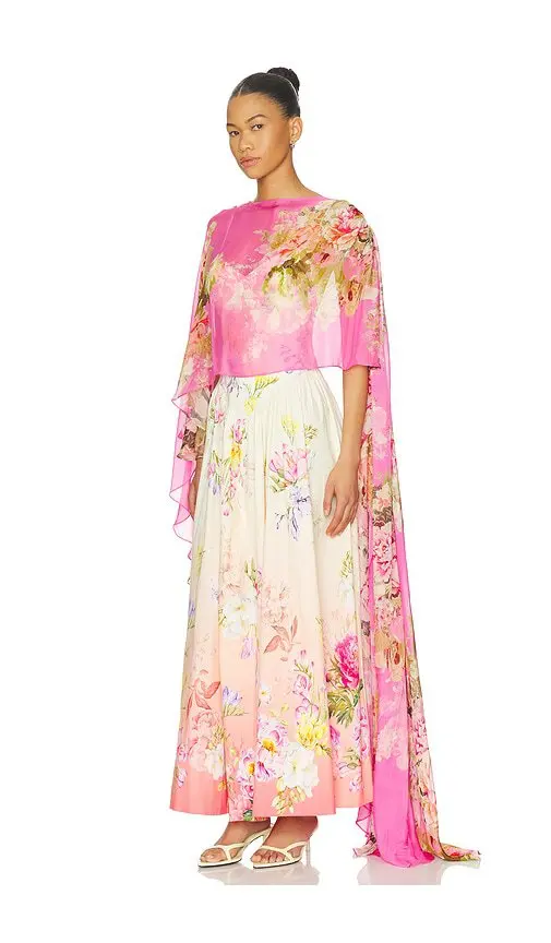 Hemant & Nandita Ruched Cape Dress