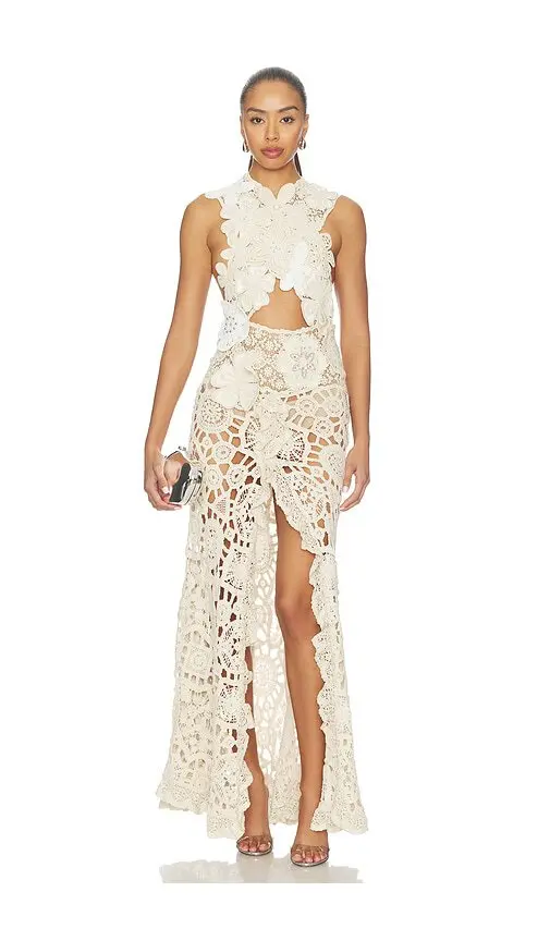 BRONX BANCO Casablanca Crochet Naia Dress - Cream