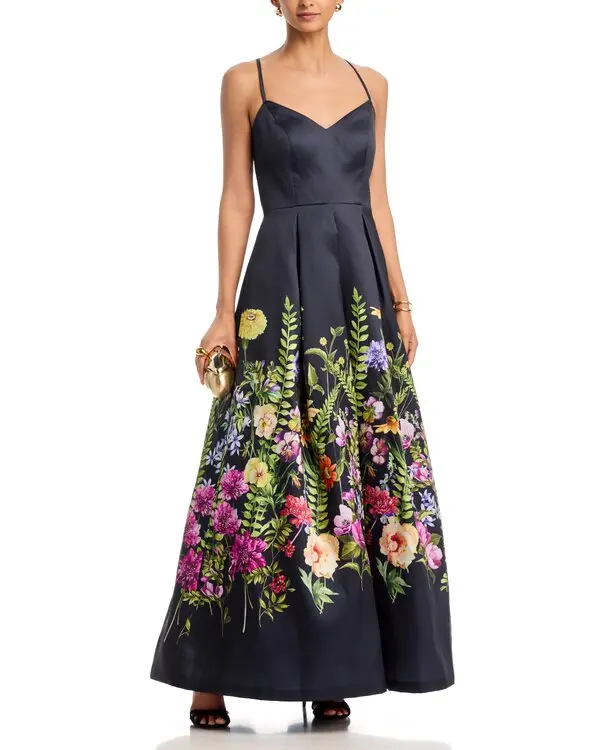 Eliza J Strap V Neck Ballgown