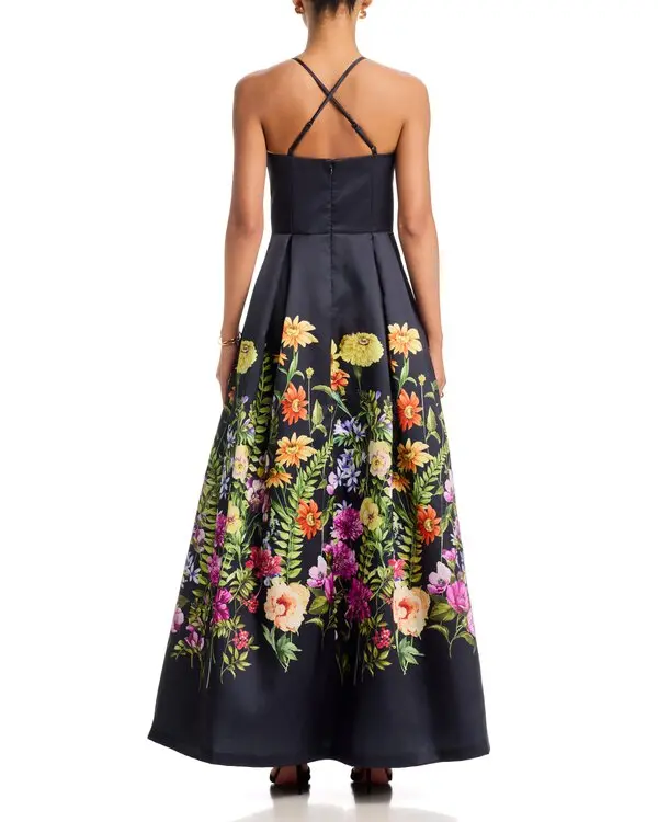 Eliza J Strap V Neck Ballgown