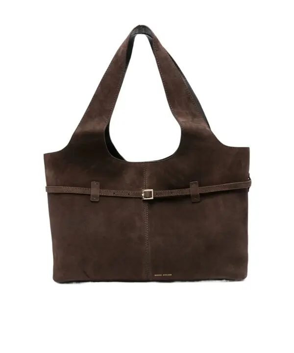 Manu Atelier Buckle-detail Suede Tote Bag - Deep Brown
