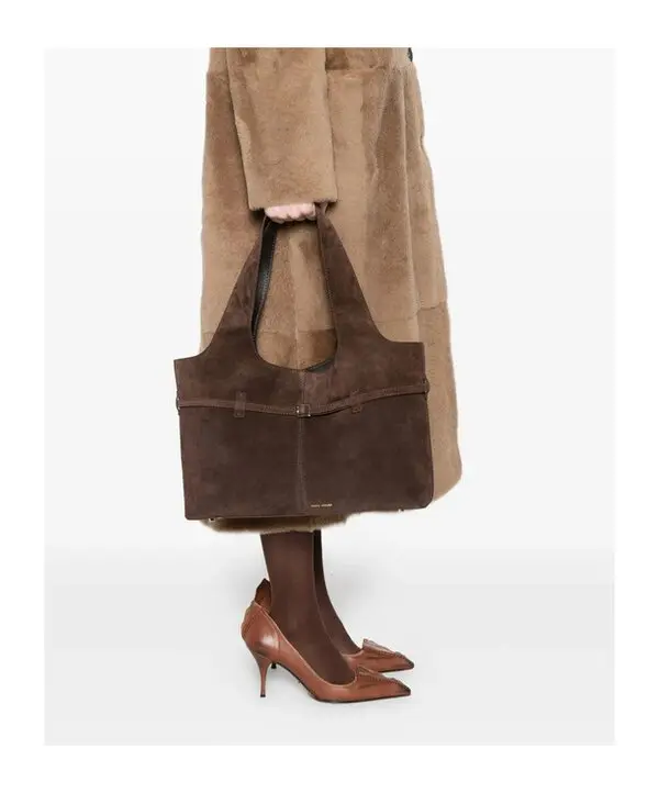 Manu Atelier Suede Tote Bag With Buckle Detail