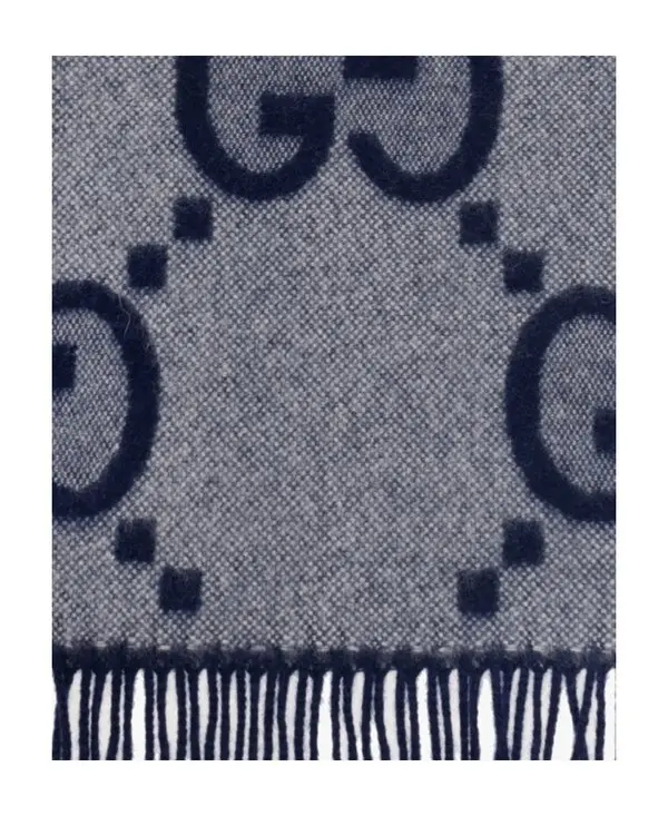 Gucci Gg Jacquard Fringed Scarf