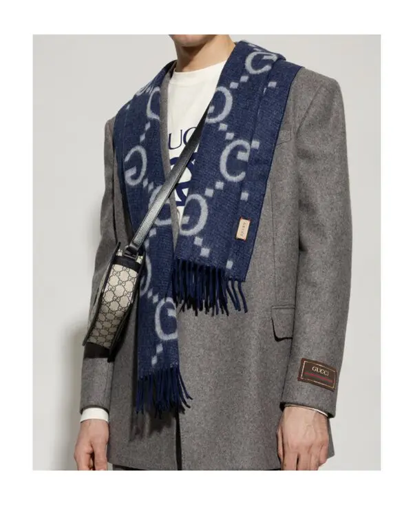 Gucci Gg Jacquard Fringed Scarf