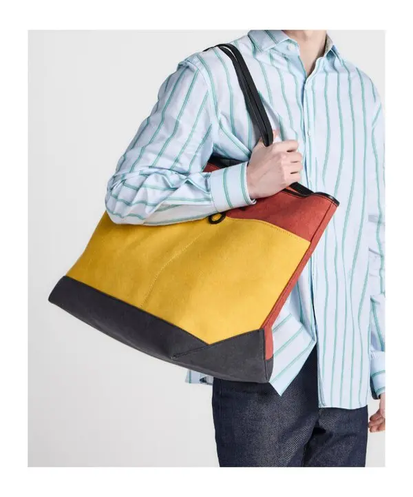 J.W.ANDERSON Xl Anchor Canvas Leather Tote In Rust Multi