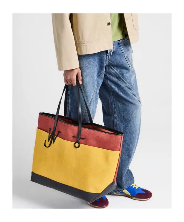 J.W.ANDERSON Xl Anchor Canvas Leather Tote In Rust Multi