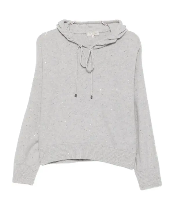 Antonelli Firenze Drawstring Hooded Sweater - Light Grey