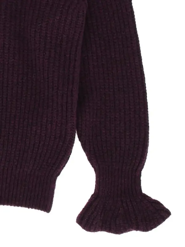 DOUUOD Ruffled-cuff Chunky-knit Sweater