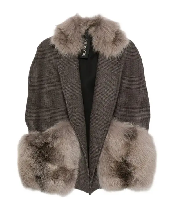 BLANCHA Prince Of Wales Vest With Fur Collar
