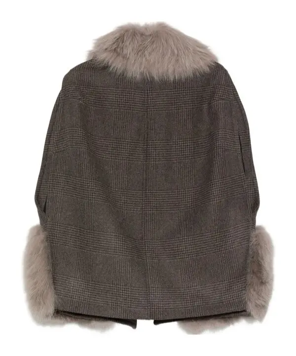 BLANCHA Prince Of Wales Vest With Fur Collar