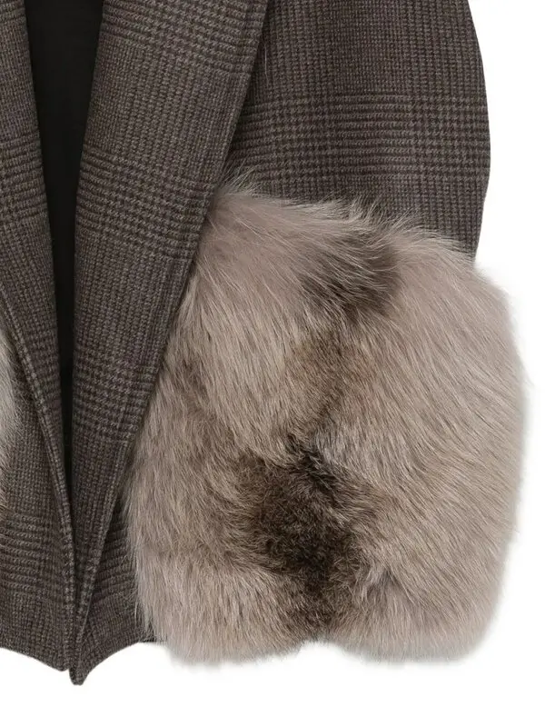 BLANCHA Prince Of Wales Vest With Fur Collar